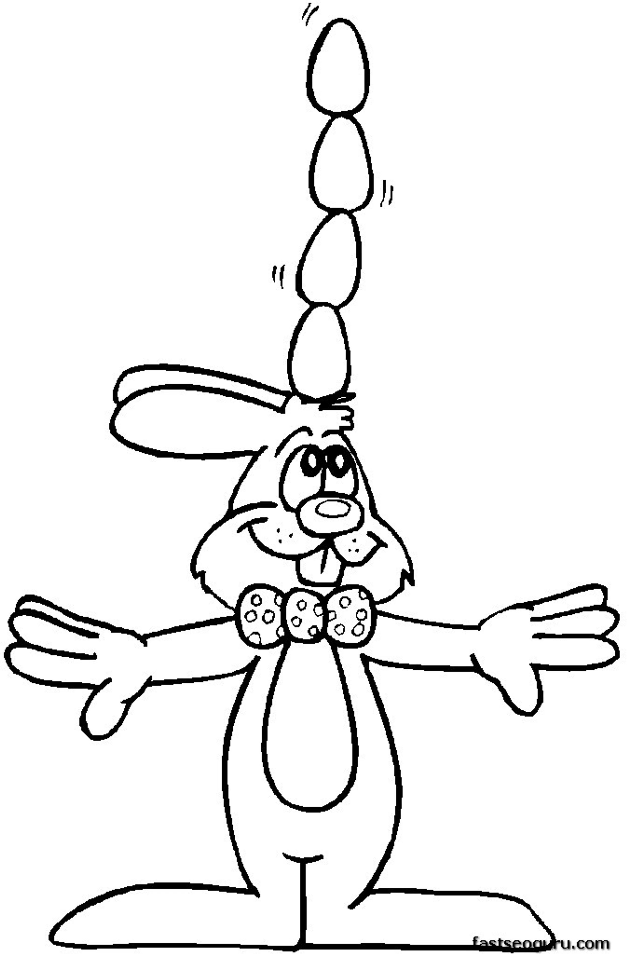 Funny Easter Bunny Balancing Eggs on the head coloring pages | FastSEO ...